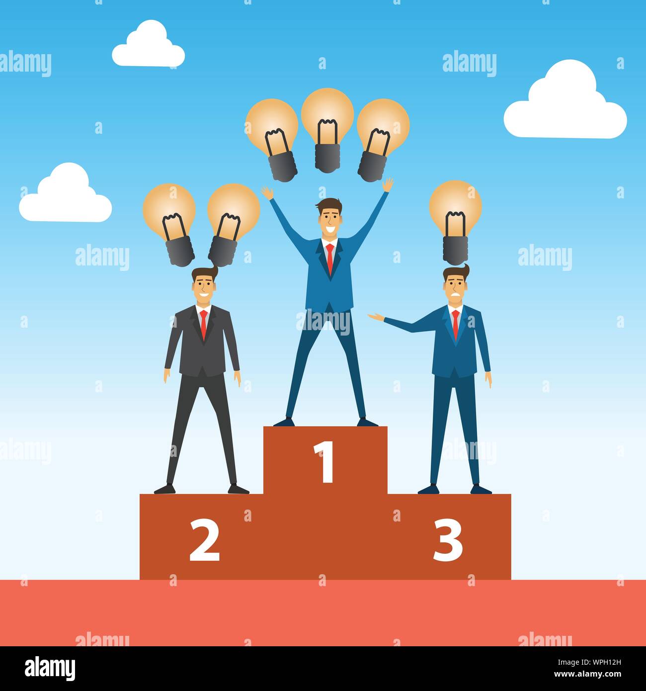 Businessman competition compare with winner has got more idea than ...