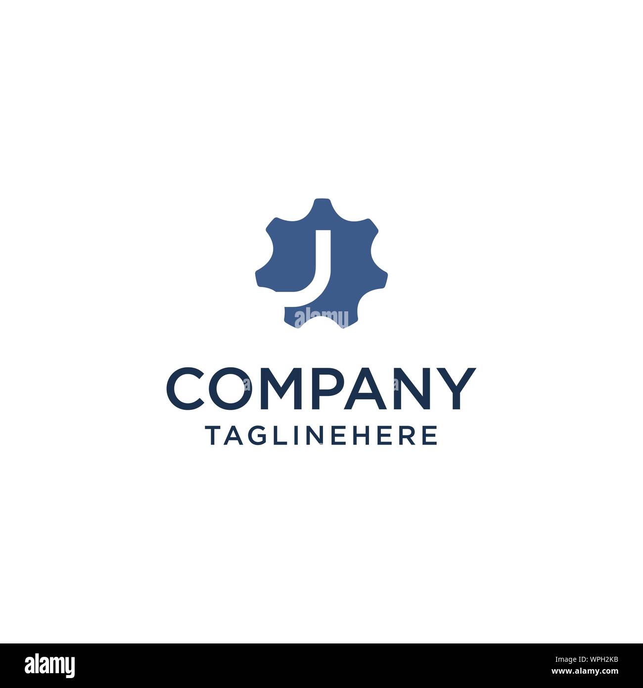 J logo initial letter design template vector inside gear shape design ...