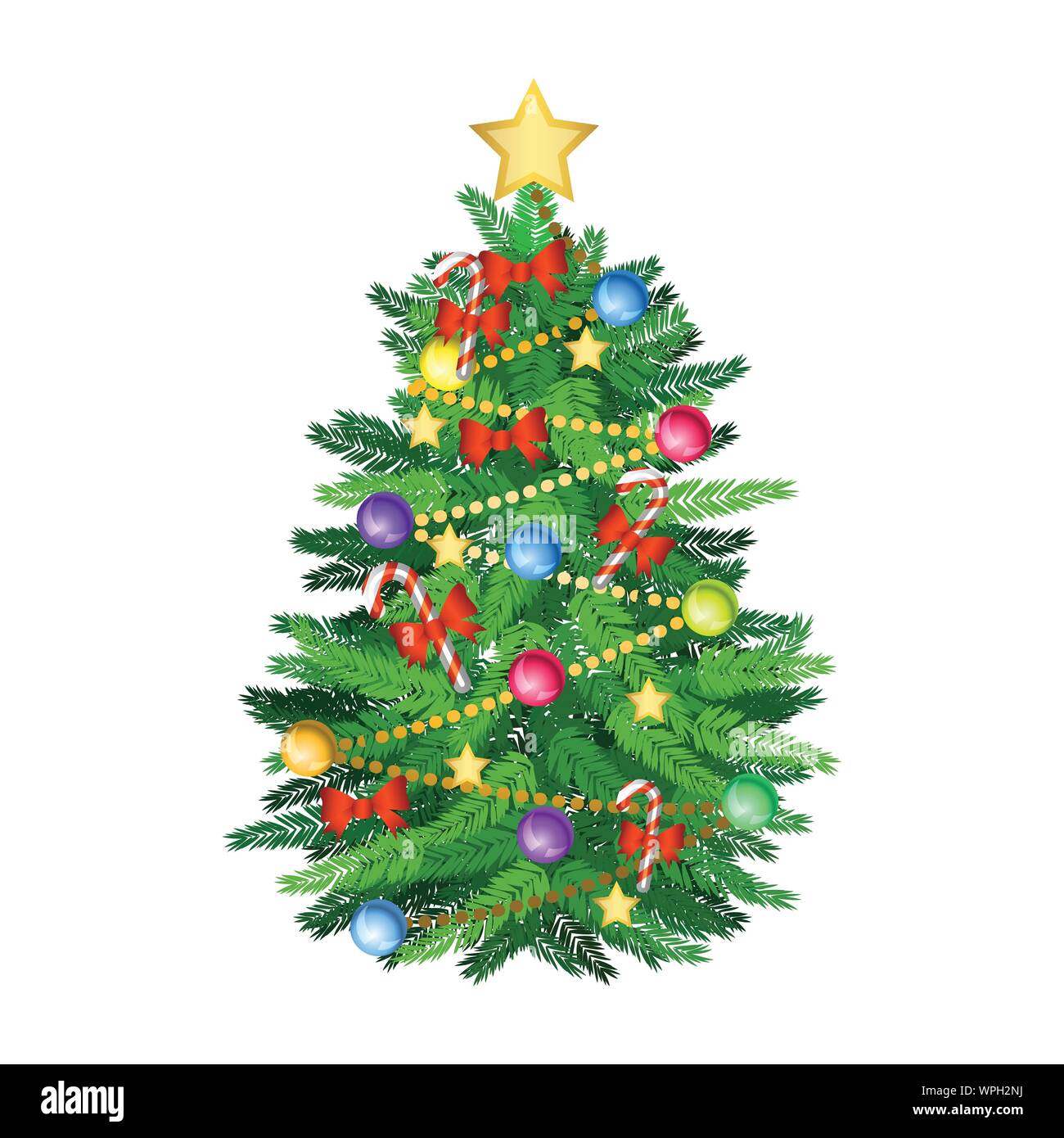 christmas tree and decoration cartoon version,vector illustration Stock ...