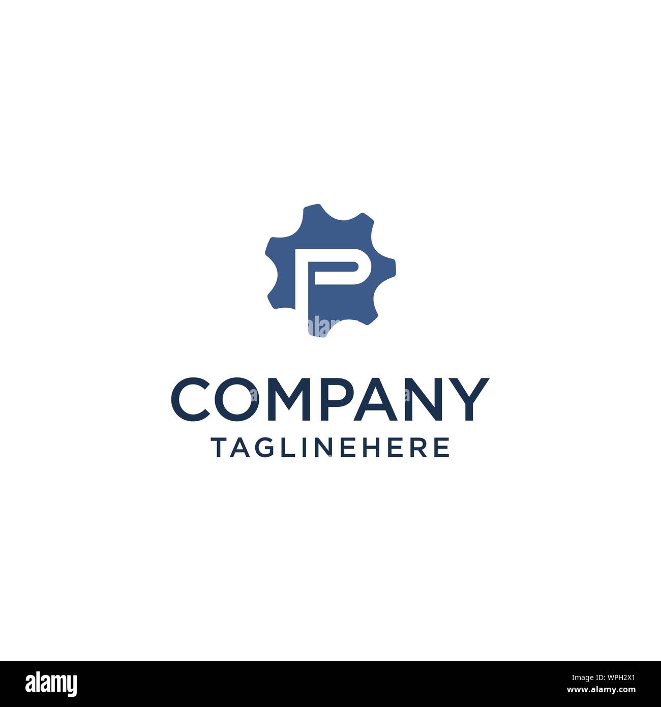 P logo initial letter design template vector inside gear shape design ...