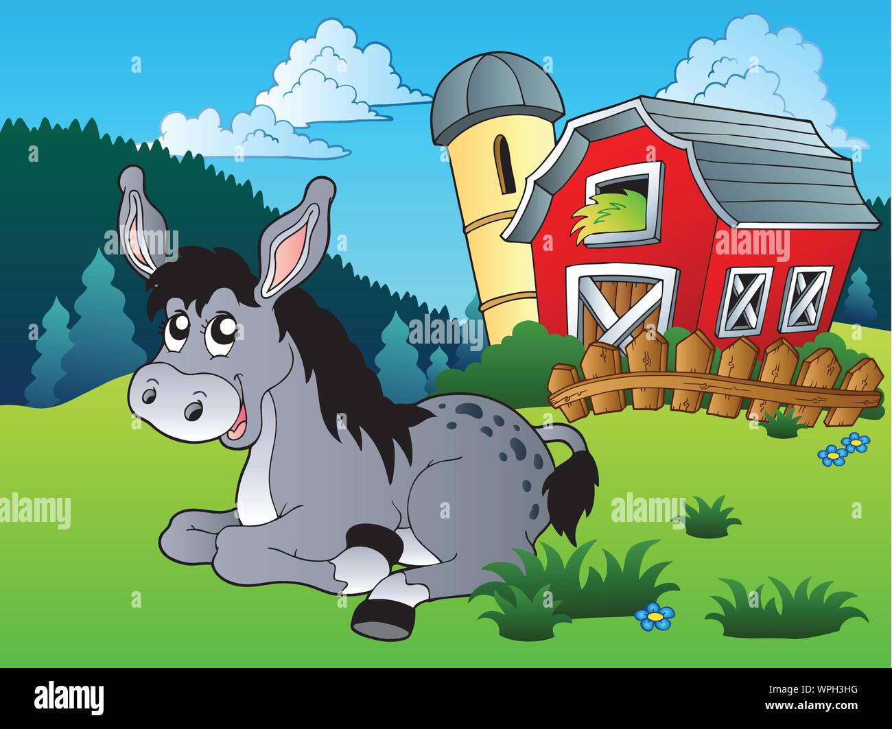 Donkey by the barn Stock Vector Images - Alamy