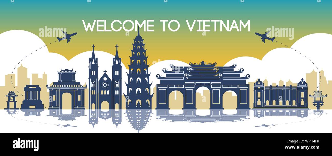 famous landmark of vietnam,travel destination,silhouette design ...