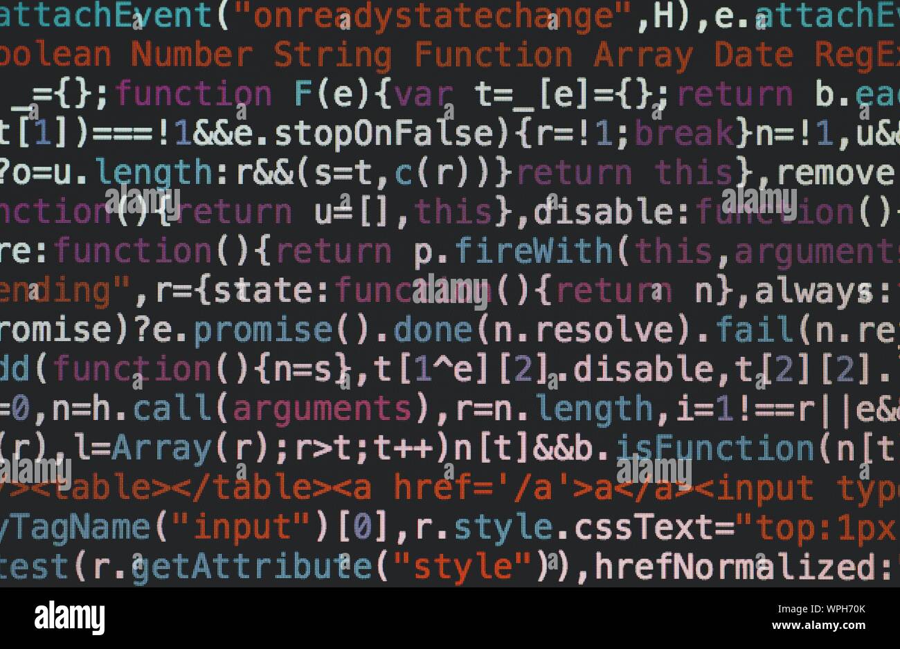 Selective closeup shot of data codes on a computer monitor screen Stock ...