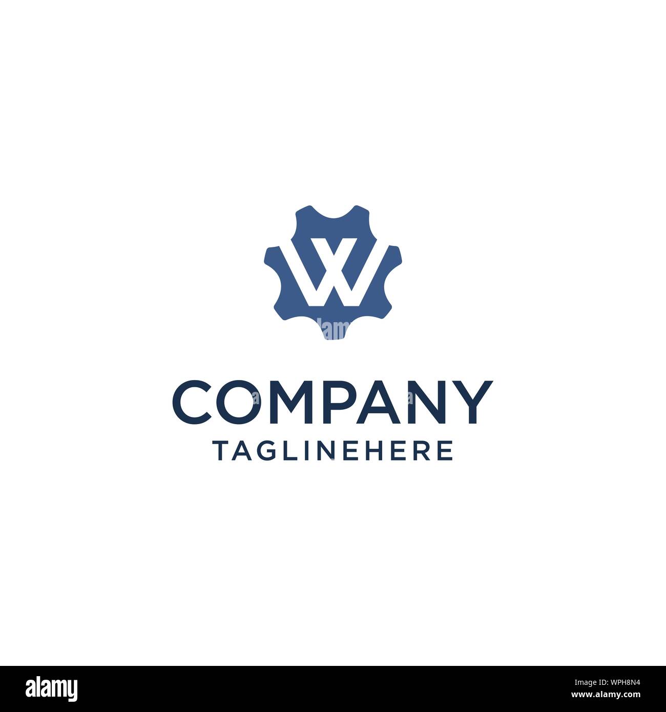 W logo initial letter design template vector inside gear shape design ...