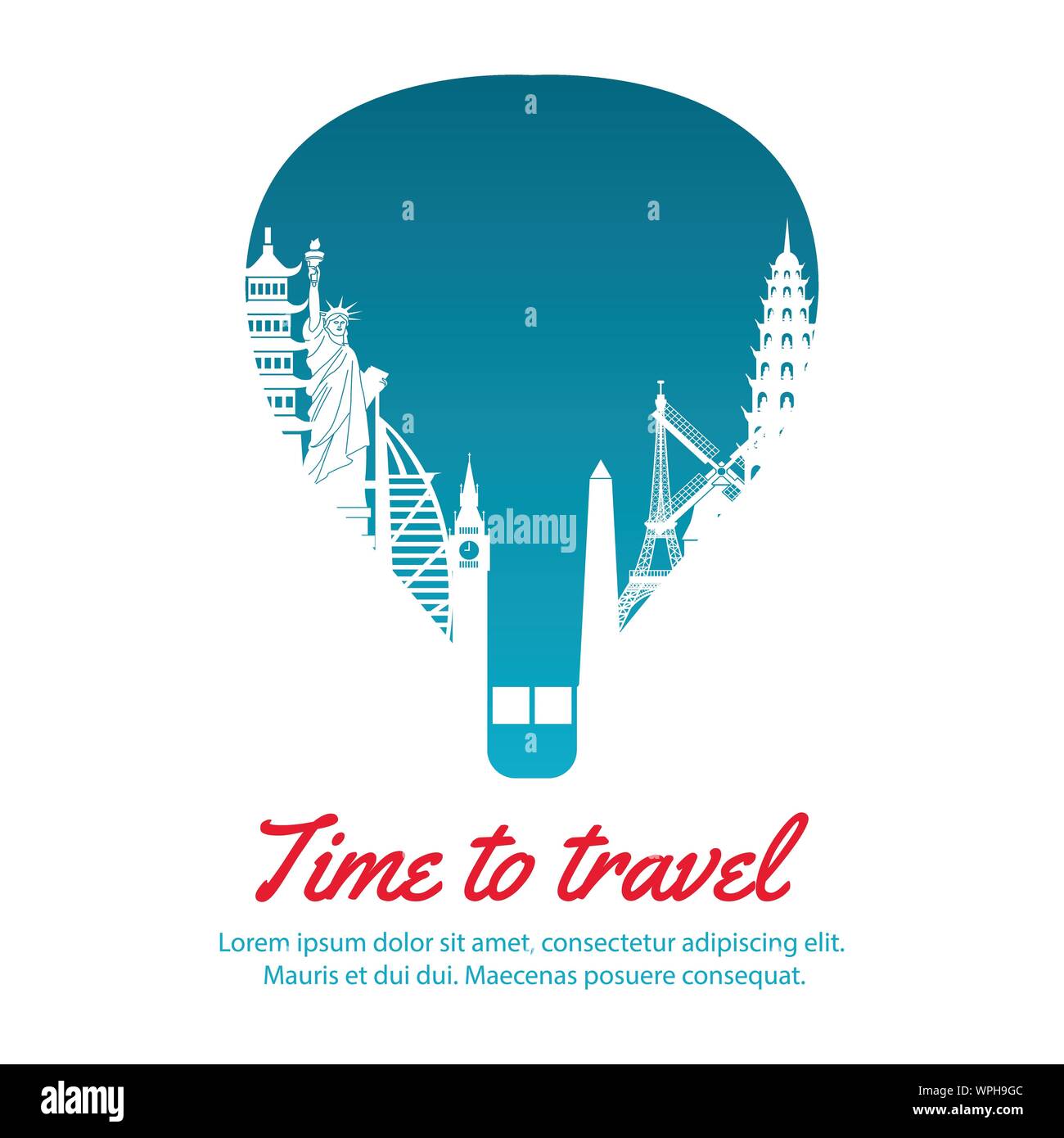 world landmark inside with balloon shape,concept art silhouette style ...