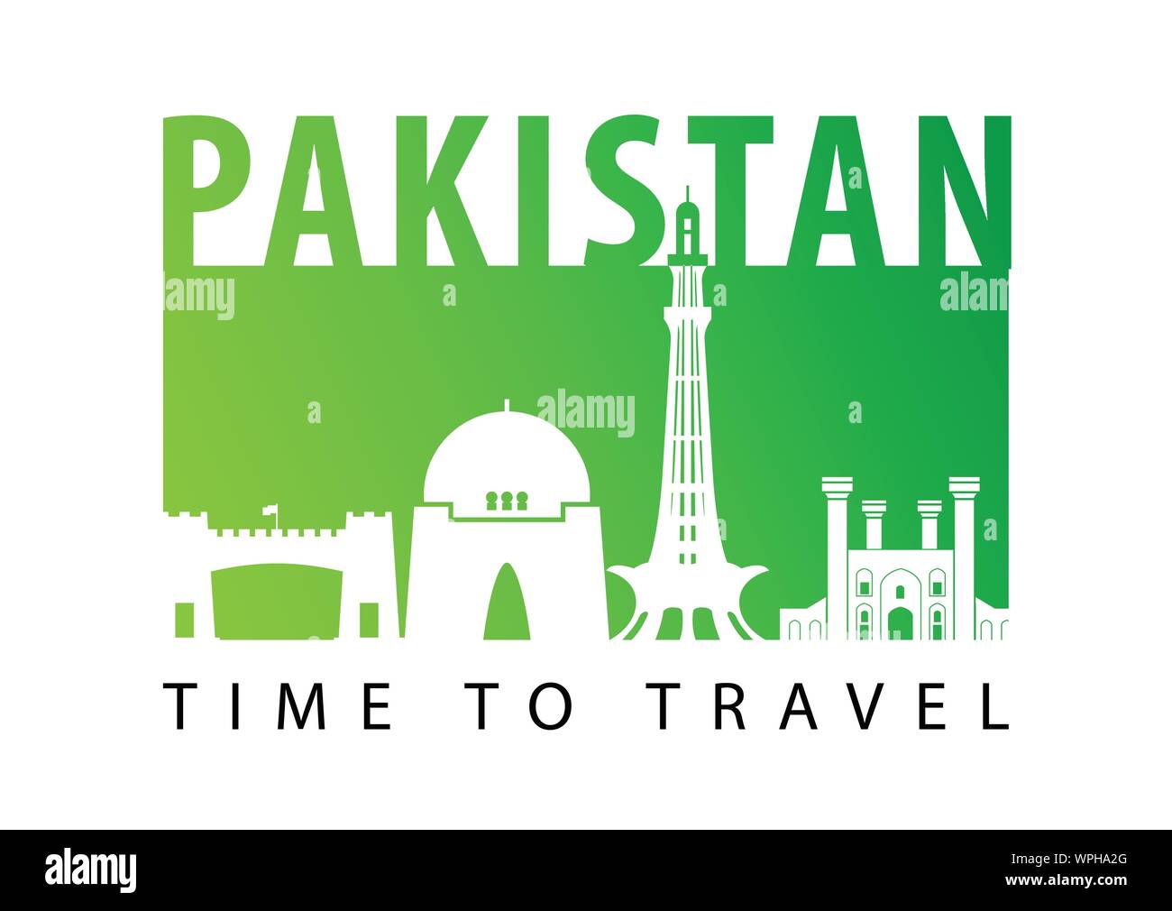 Pakistan famous landmark silhouette style,vector illustration,gradient ...