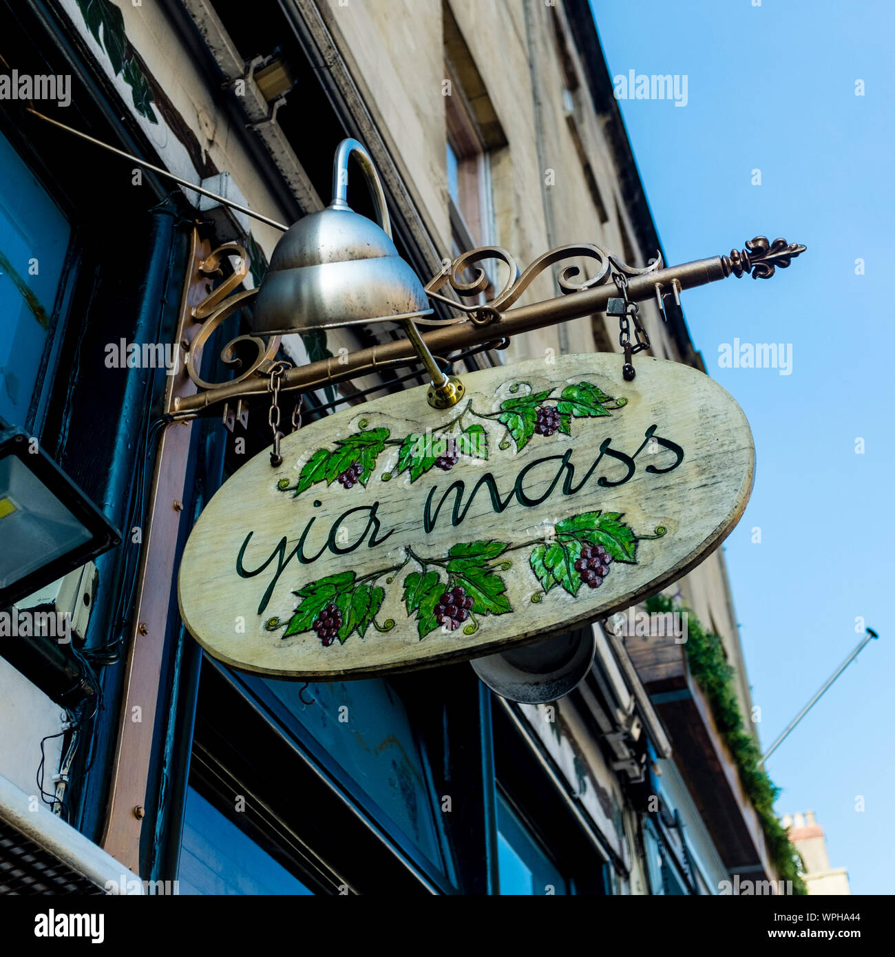 Yia Mass Bar sign, Park Street, Bristol, UK Stock Photo - Alamy