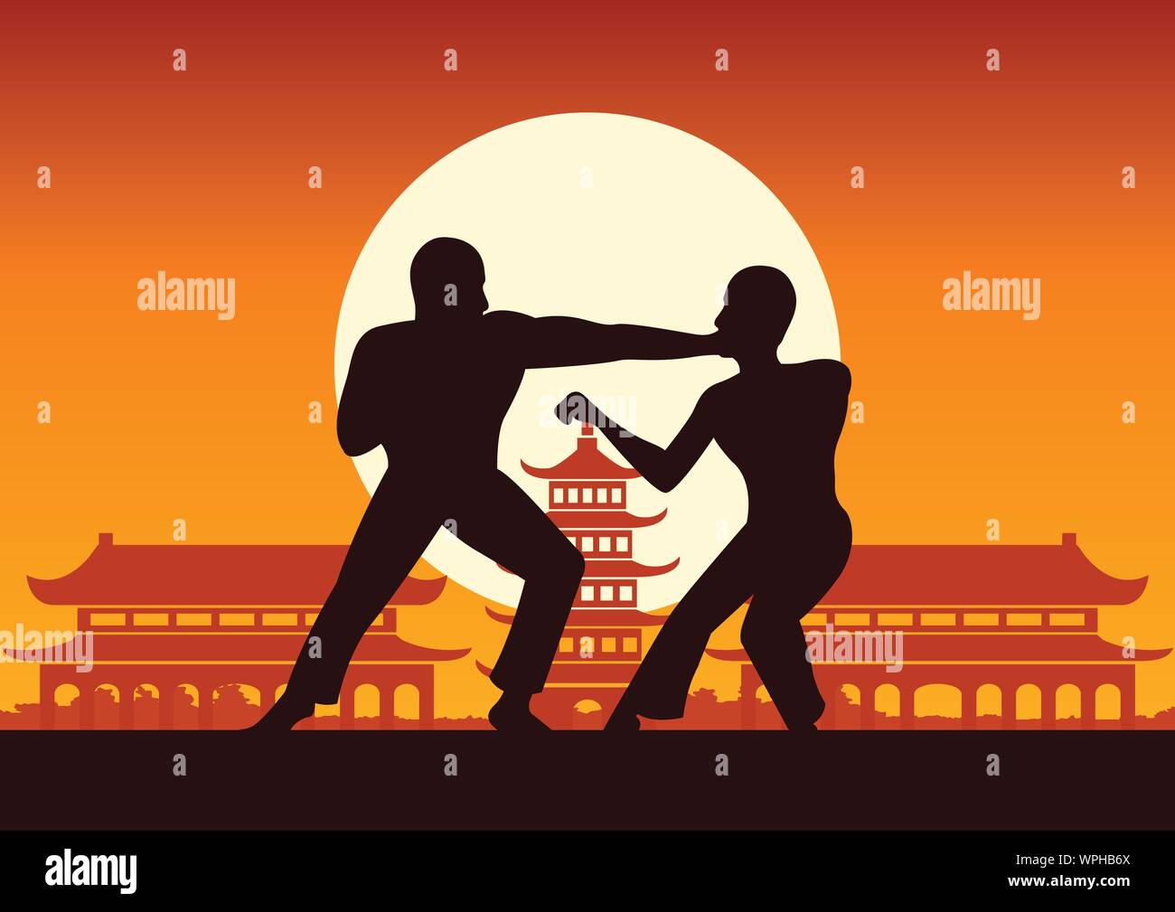 Chinese Boxing Kung Fu martial art famous sport,two boxer fight ...