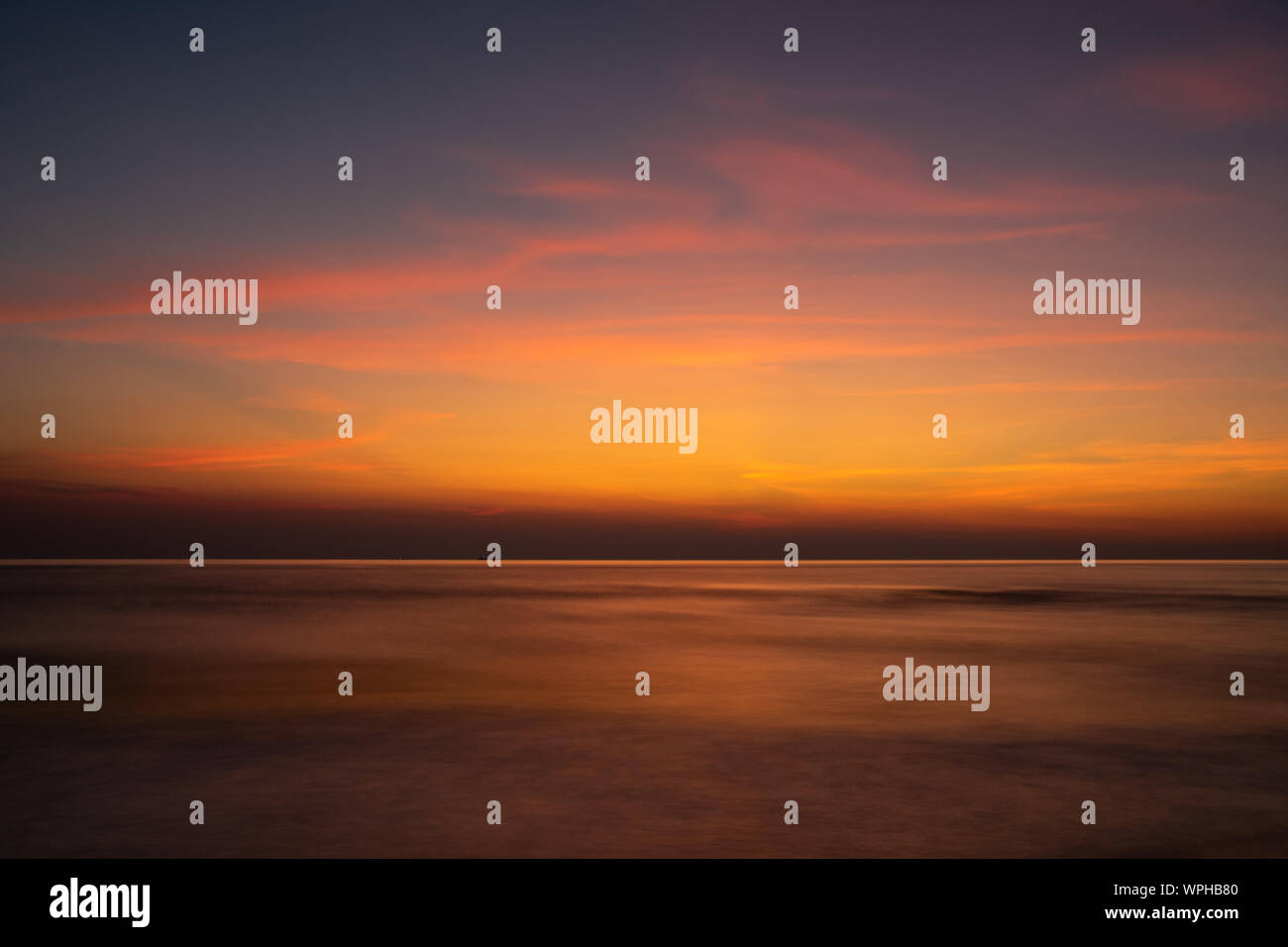 Last summer sunset of Baltic Sea captured near city Klaipeda, Lithuania ...