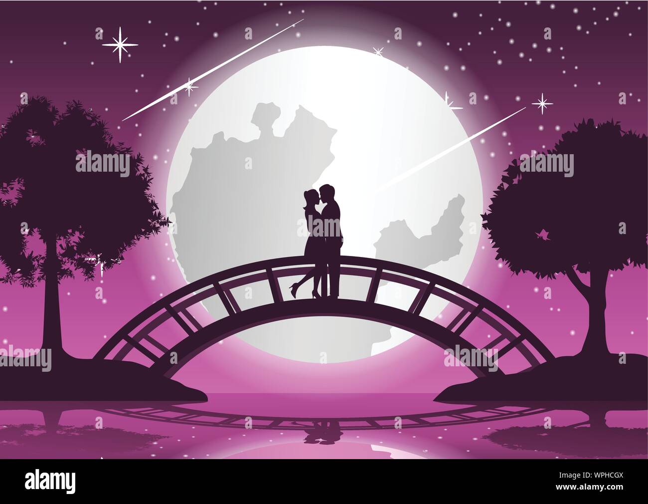 couple hug together and kiss on bridge that link between two coasts ...