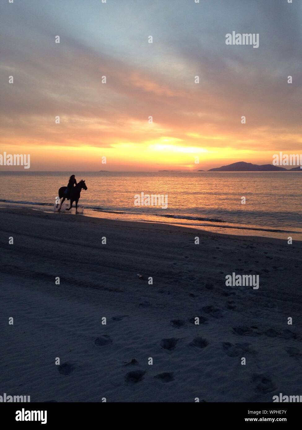Young woman riding horse sunset hi-res stock photography and images - Alamy