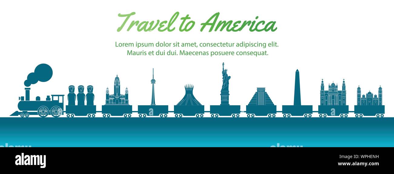 America landmark carried by train,concept art silhouette style,vector ...