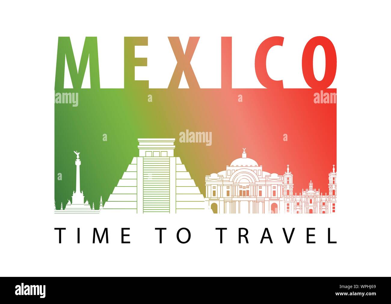 Mexico famous landmark silhouette style,vector illustration,gradient ...