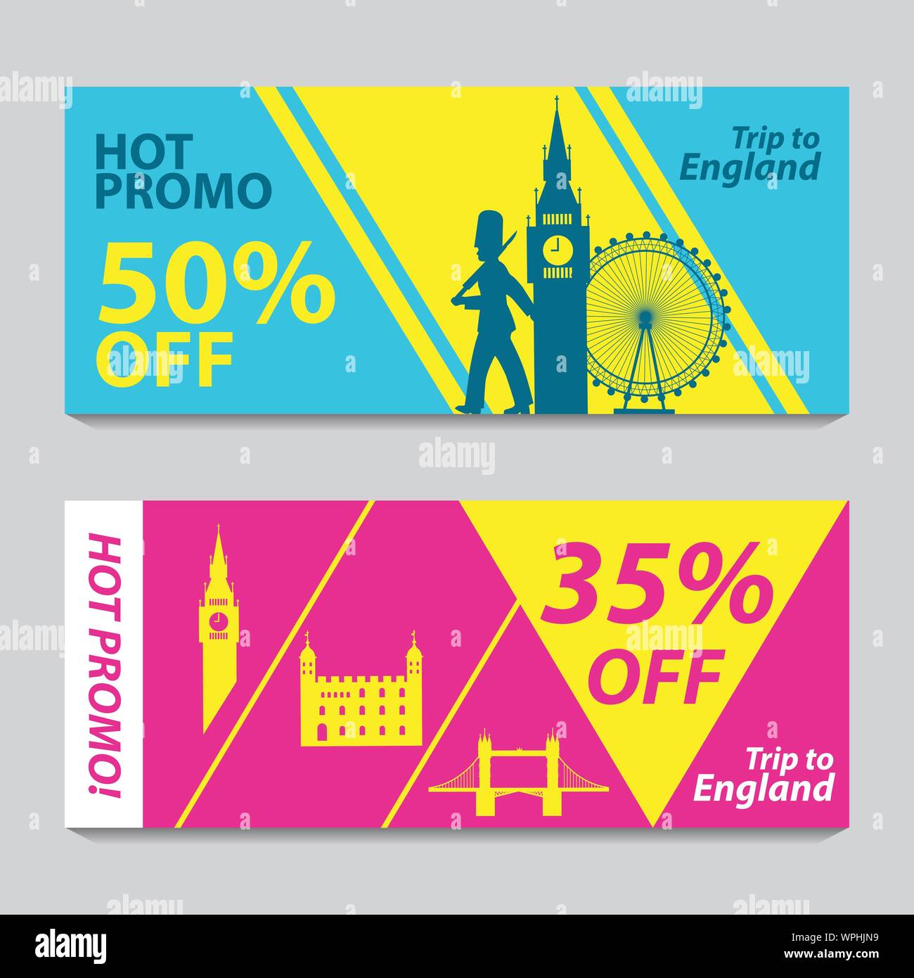 Bright and colorful promotion banner with pink and blue color for ...