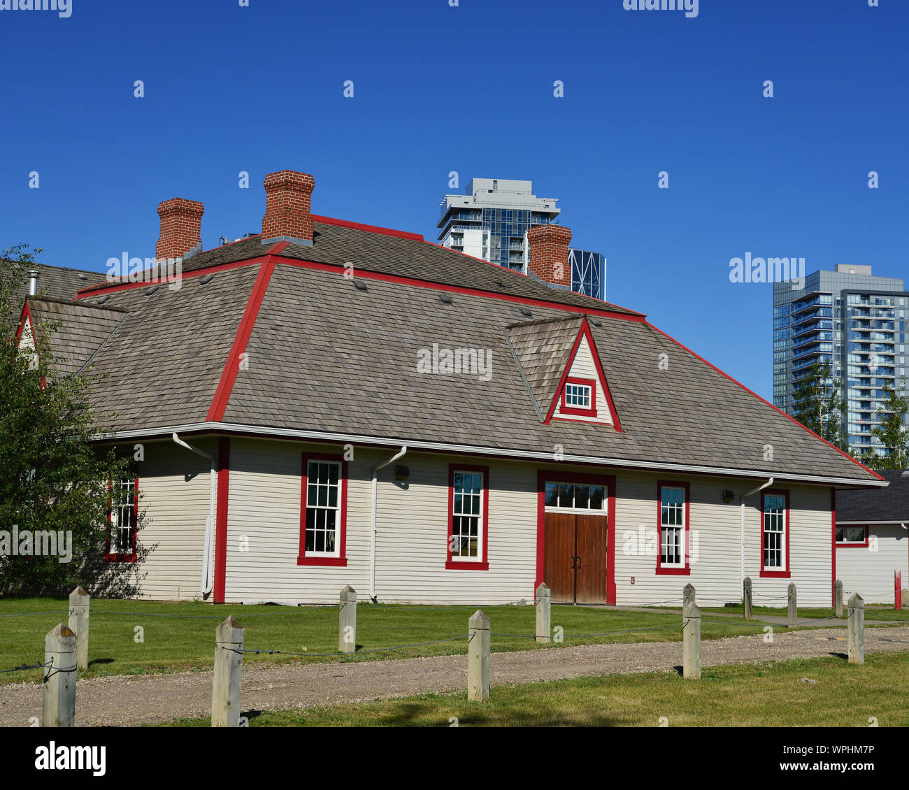 The historical site at Fort Calgary, Alberta, Canada, has many ...