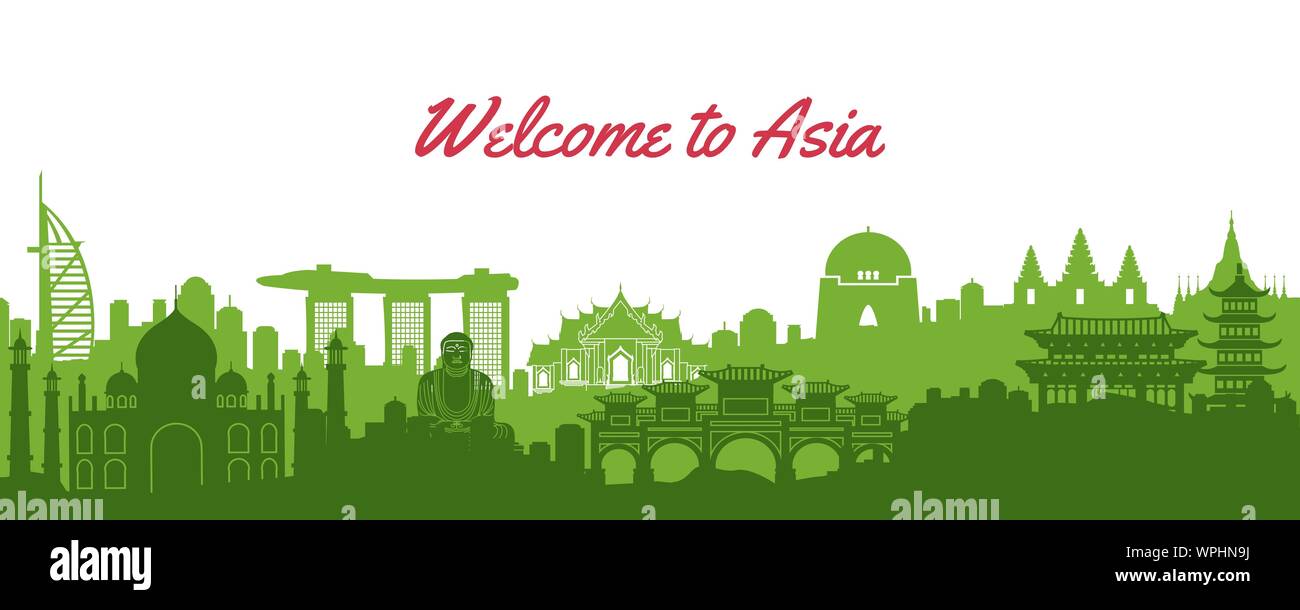 famous landmark of Asia,travel destination with silhouette classic ...