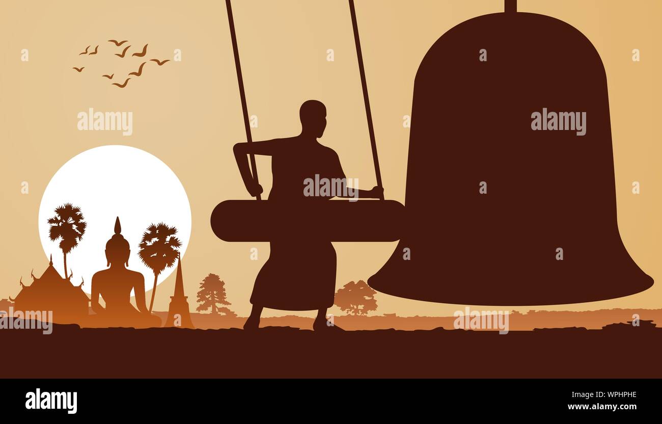 Old buddhist monk praying in Stock Vector Images - Alamy