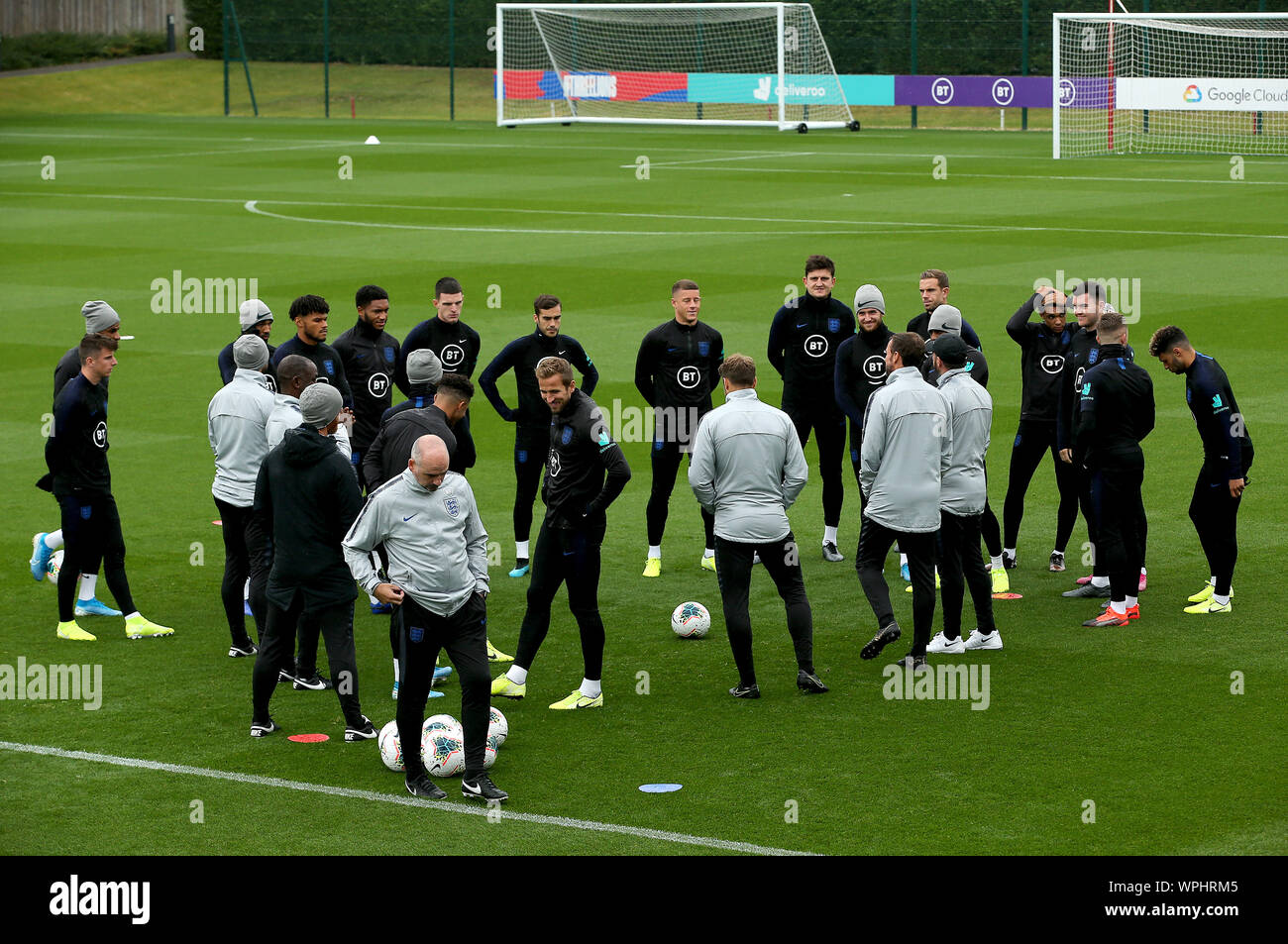 England players and staff during a training session at Southampton FC ...