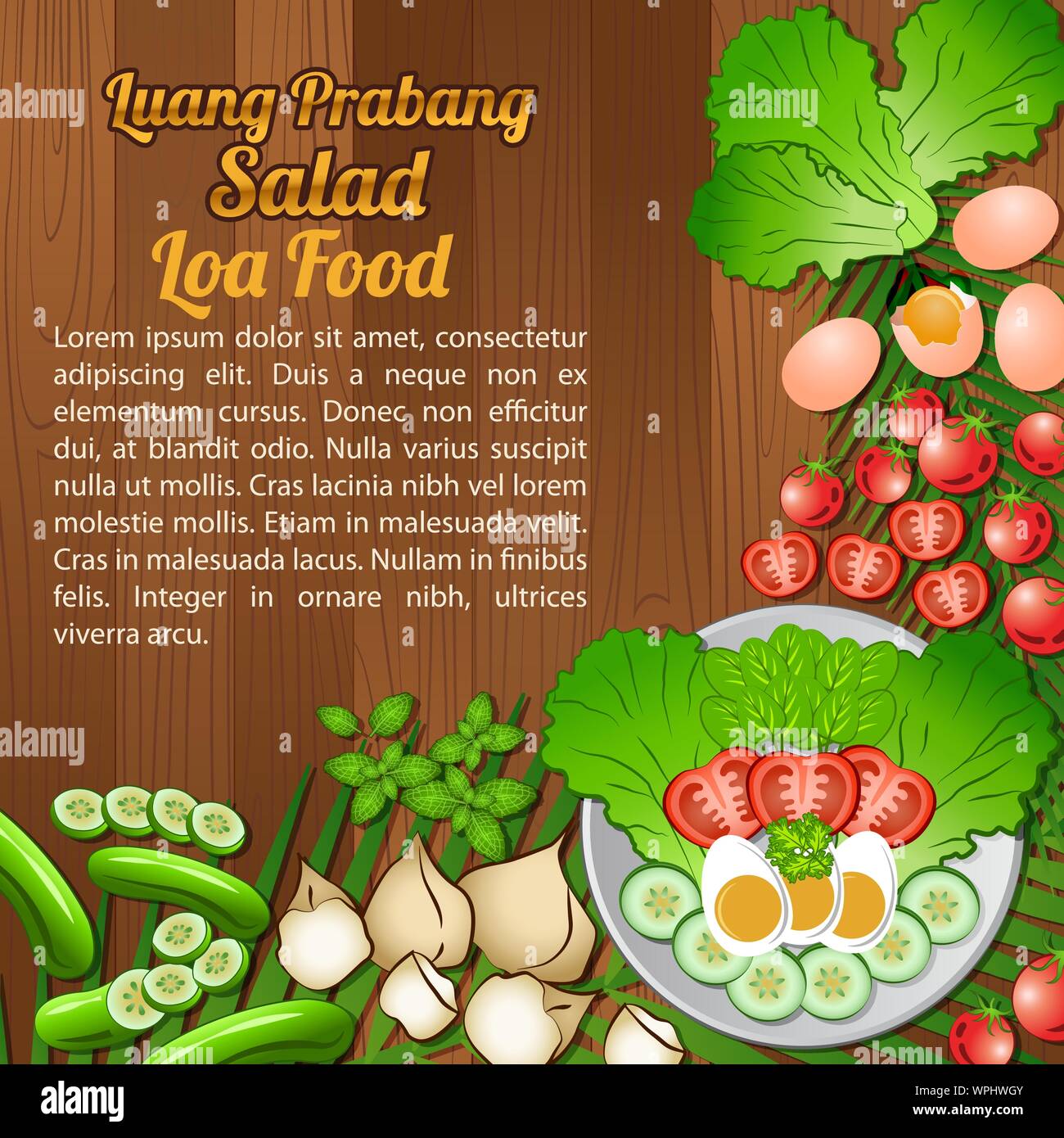 Asean National food ingredients elements set banner on wooden ...