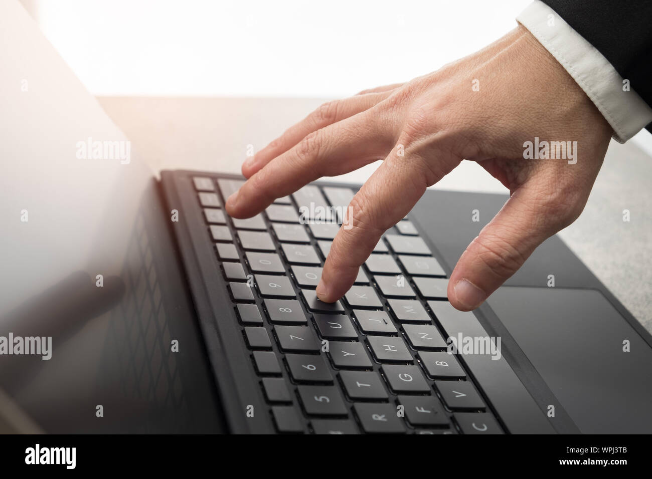 Hands are typing on the computer keyboard, people and technology ...