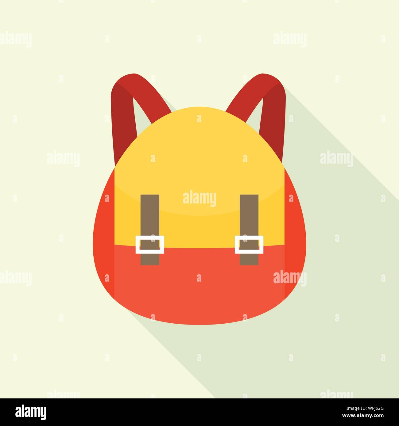 Red yellow backpack icon. Flat illustration of red yellow backpack ...