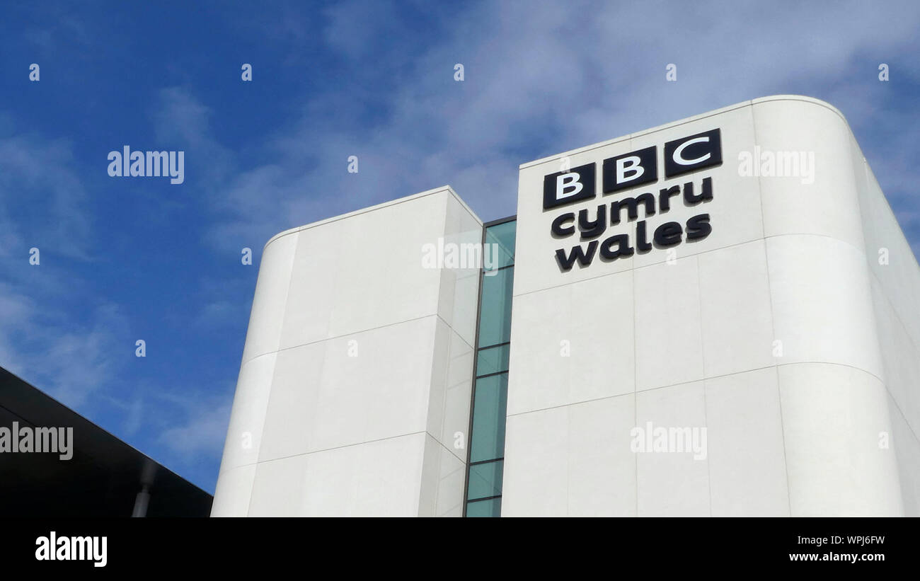 Cardiff, UK: August 19, 2019: BBC Cymru Wales is a division of the BBC. Established in 1964, BBC ...