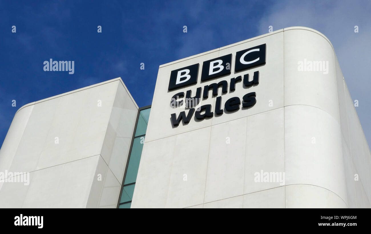 Cardiff, UK: August 19, 2019: BBC Cymru Wales is a division of the BBC. Established in 1964, BBC ...
