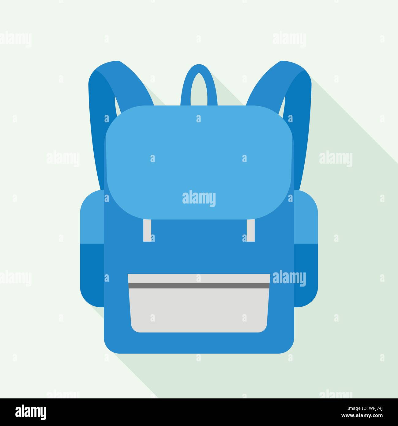 Blue school backpack icon. Flat illustration of blue school backpack ...