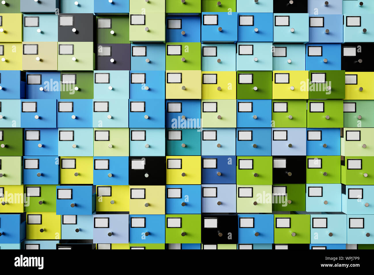 Data collection in colorful containers - 3D Rendering Stock Photo - Alamy