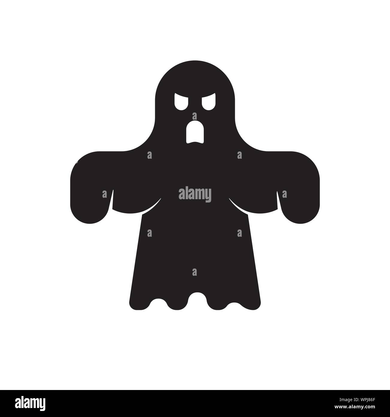 Angry ghost vector icon. Solid black Halloween symbol Stock Vector ...