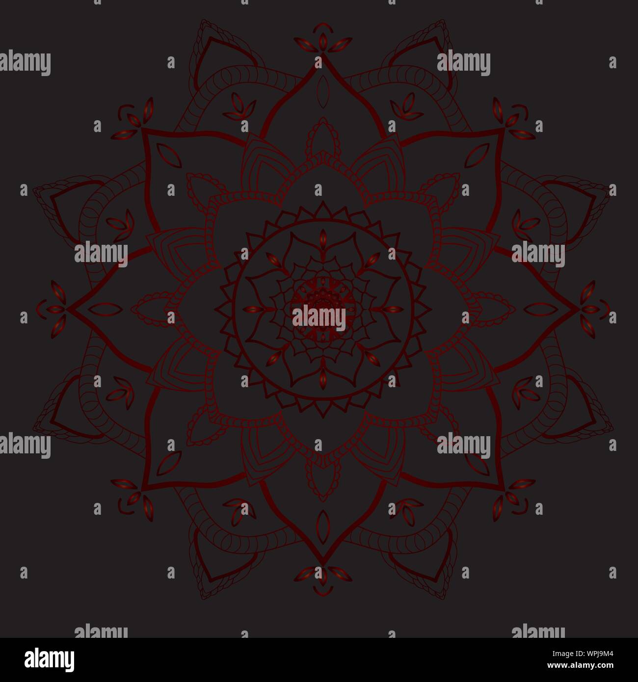 Powerful Outlined Red Mandala With Gradient Effect On Pure Black ...