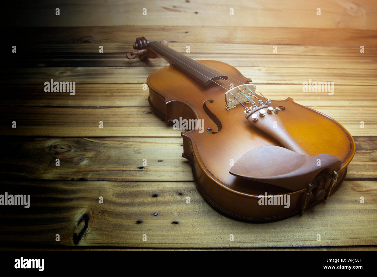 Close up violin on wooden Stock Photo - Alamy