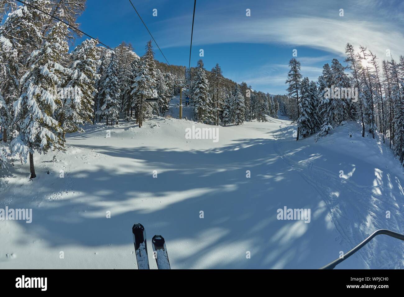 Ski slopes in the mountains Stock Photo - Alamy