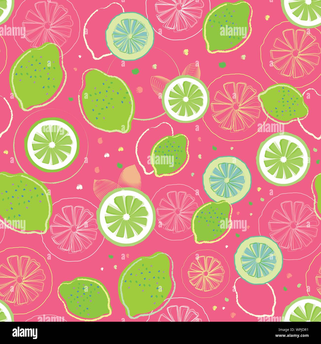 Citrus All Over - Lemons And Limes In Repeat Surface Pattern Vector ...