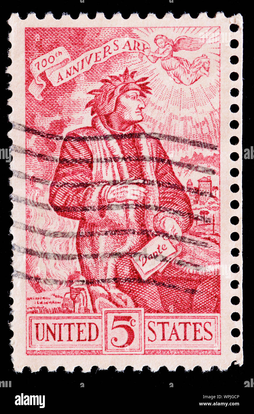 United States Postage Stamp - Dante Alighieri (1265-1321) in a 16th ...