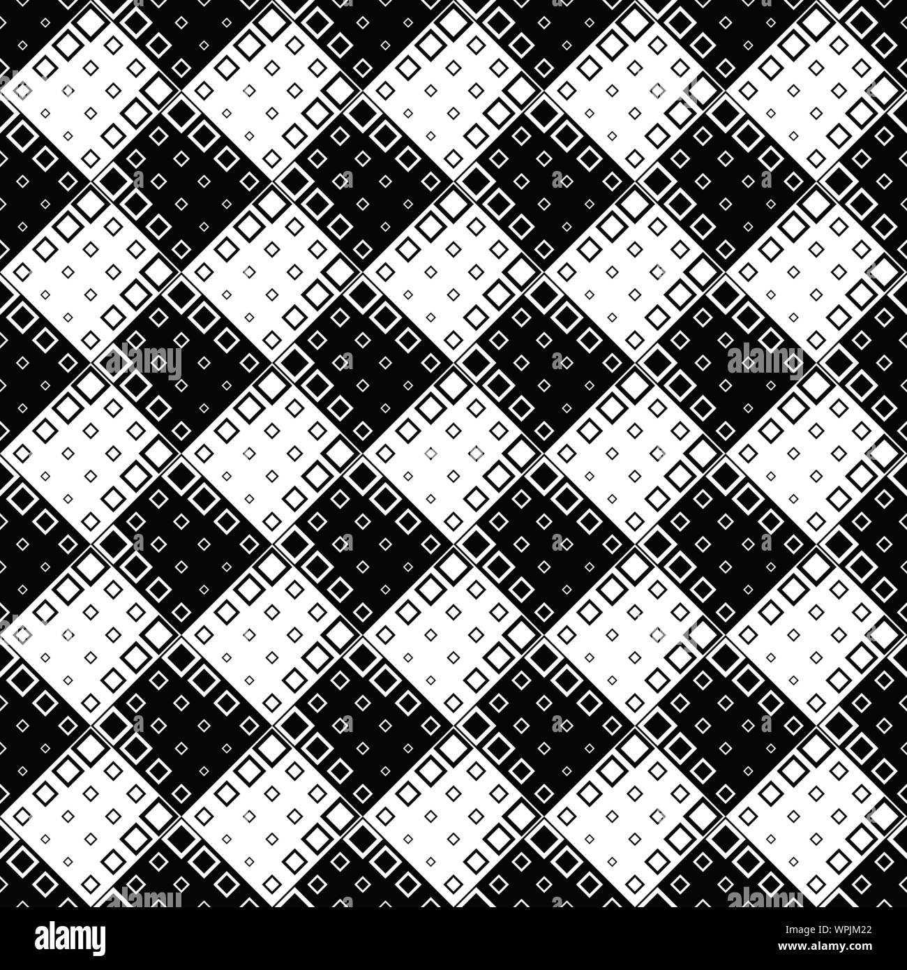 Seamless monochrome geometrical square pattern background - black and white abstract vector ...