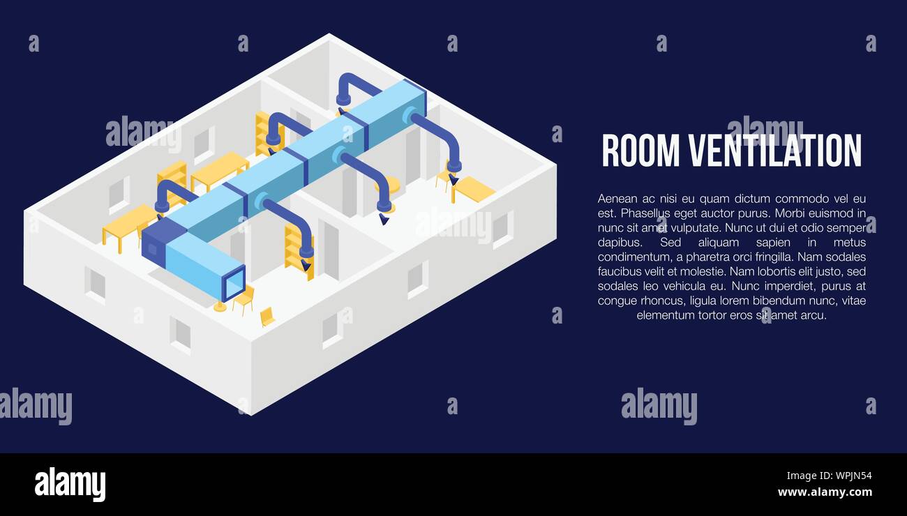 Room ventilation concept banner, isometric style Stock Vector Image ...