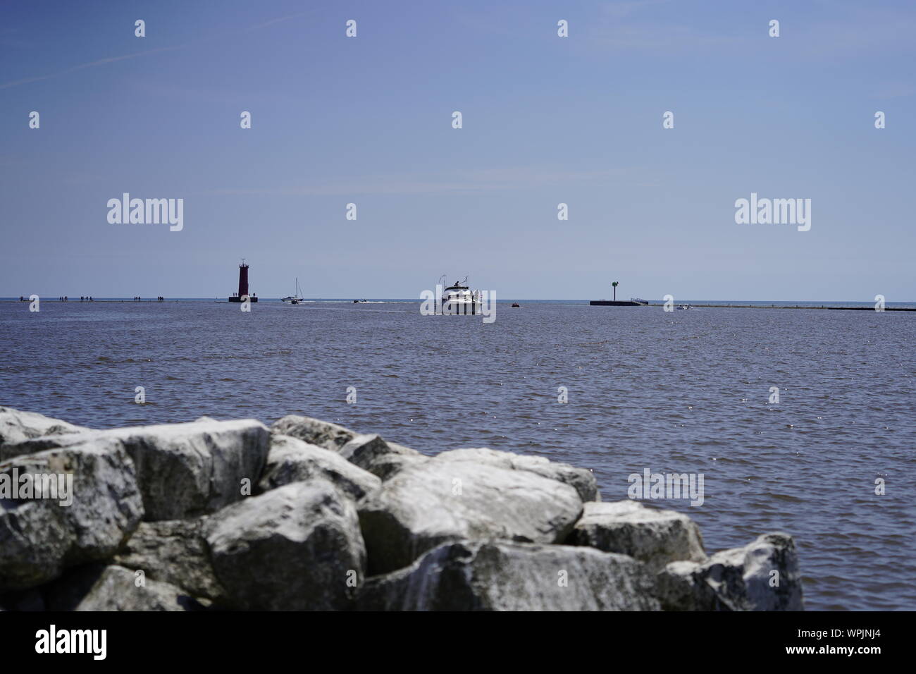 lake, lighthouse, morning, sheboygan, sunrise, wisconsin, blue harbor ...