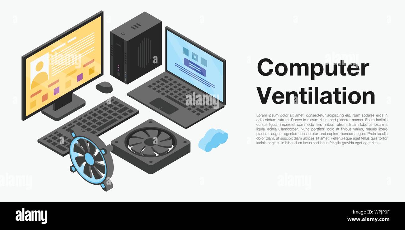 Computer ventilation concept banner, isometric style Stock Vector Image ...