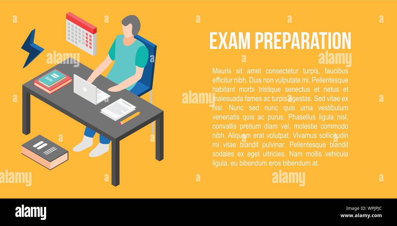 Exam preparation concept banner, isometric style Stock Vector Image ...