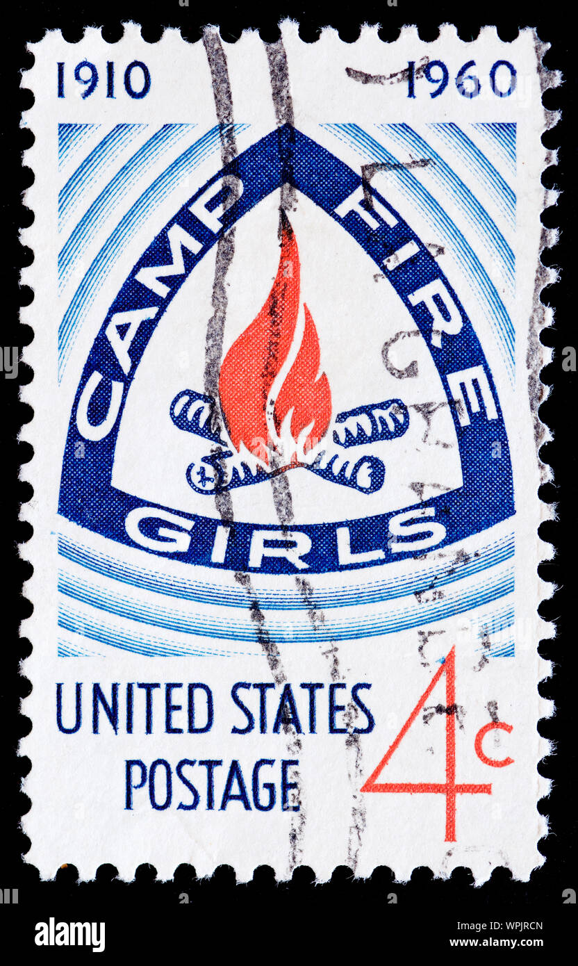 United States Postage Stamp - Camp Fire Girls Emblem Stock Photo - Alamy