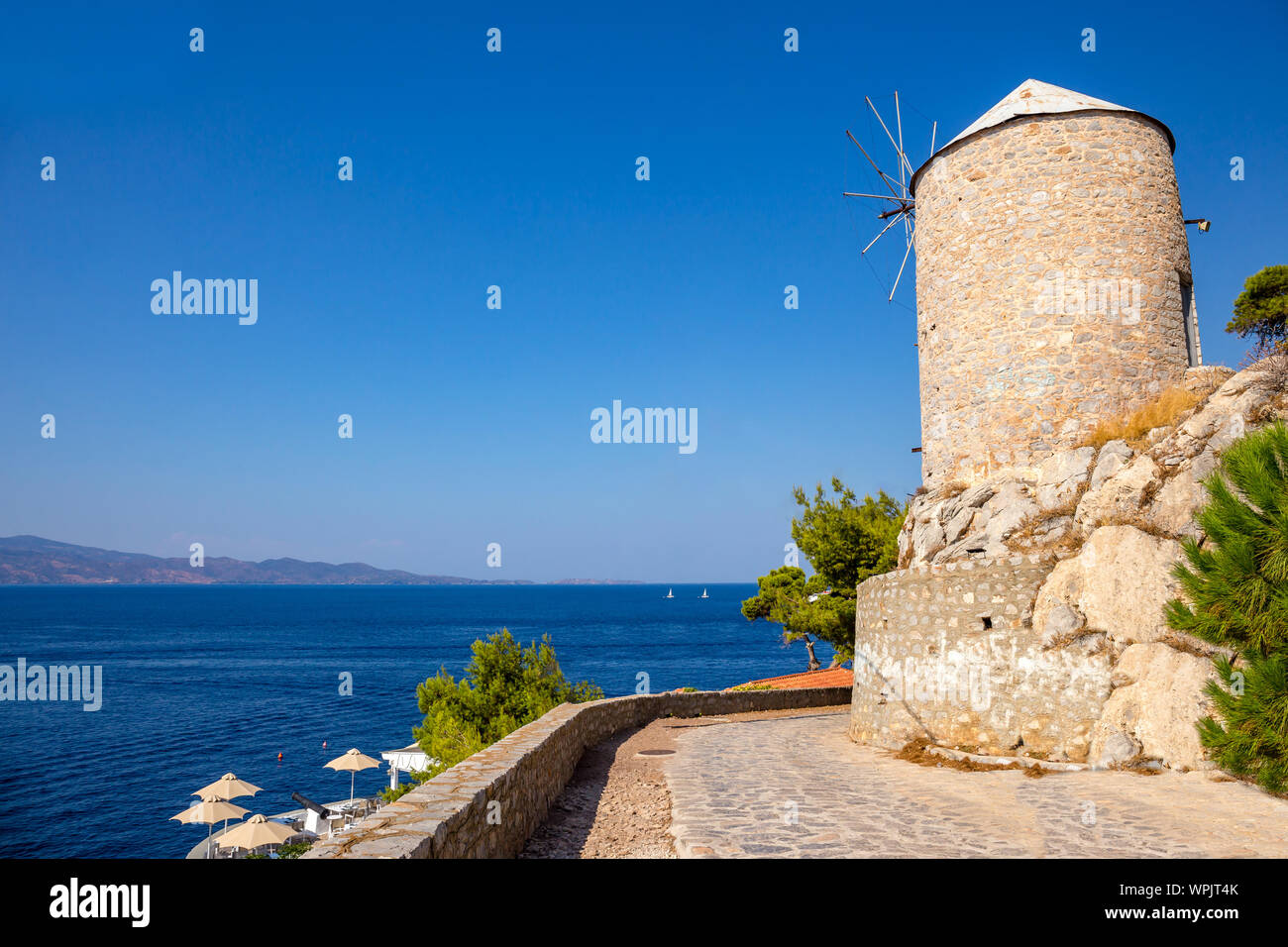 Traditional Greek Mill on Hydra island, Greece Stock Photo - Alamy