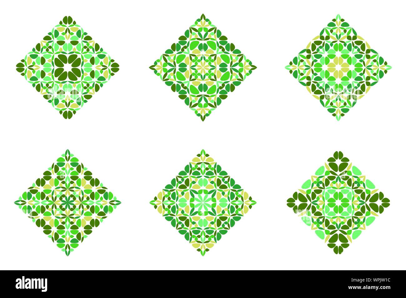 Ornate isolated petal diagonal square symbol template set - geometric ...