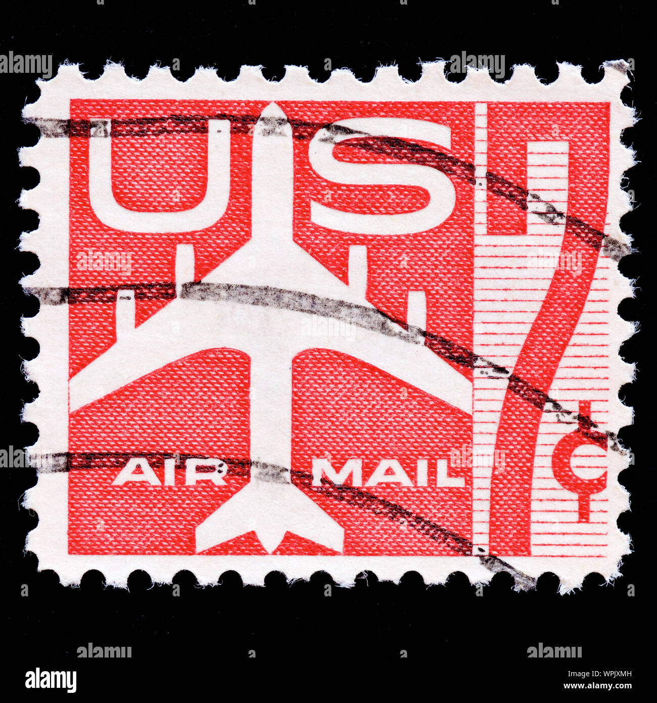 United States Postage Stamp - Silhouette of Jet Airliner Stock Photo ...