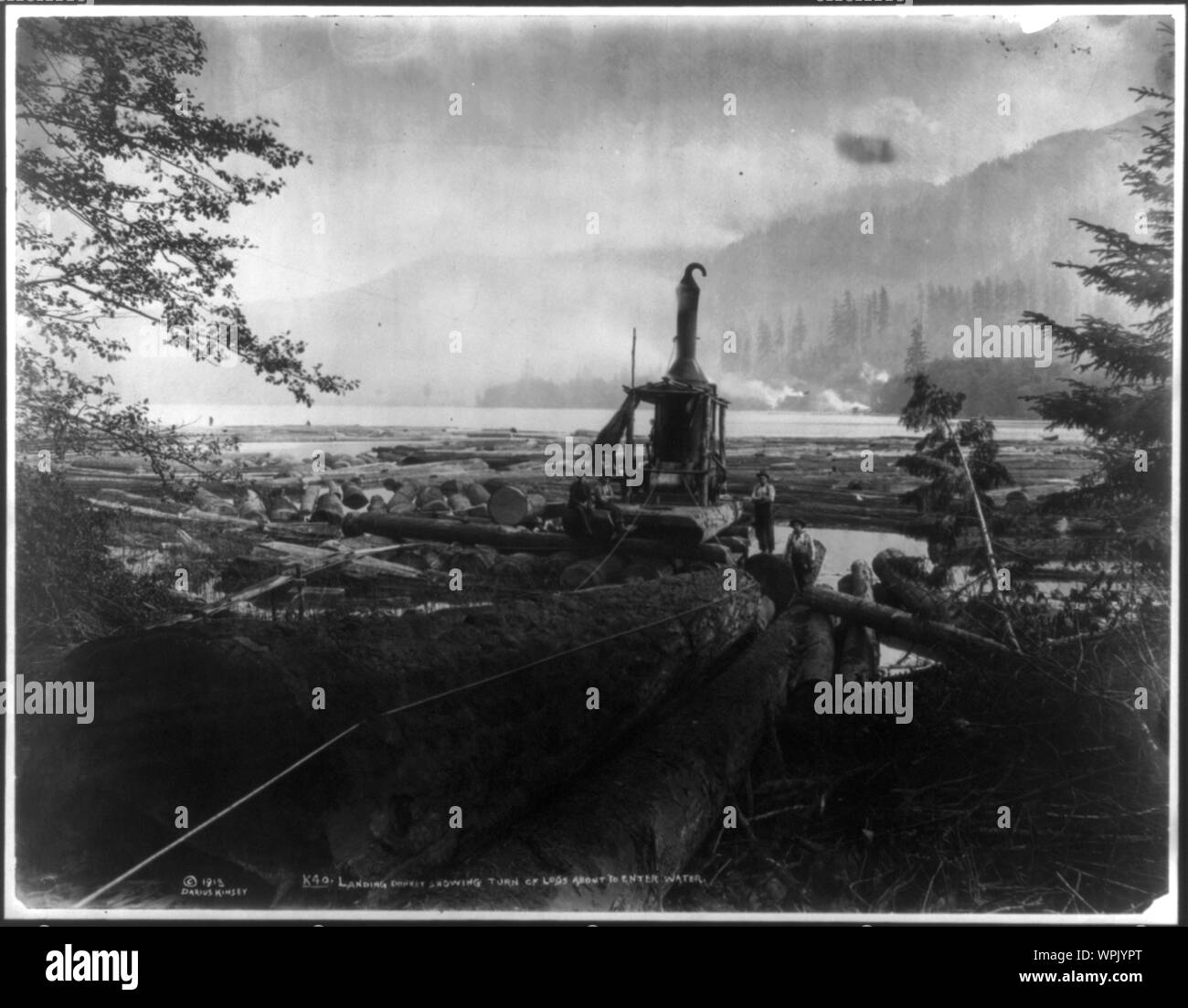 Logging in the Cascade Mountains, near Seattle, Wash.: Landing Donkey ...