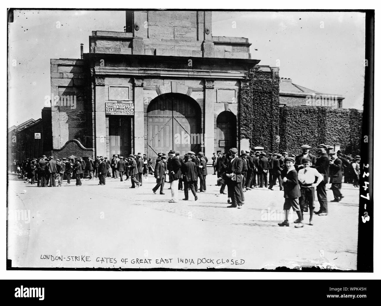 London Strike gates of Great East India dock; closed Stock Photo - Alamy