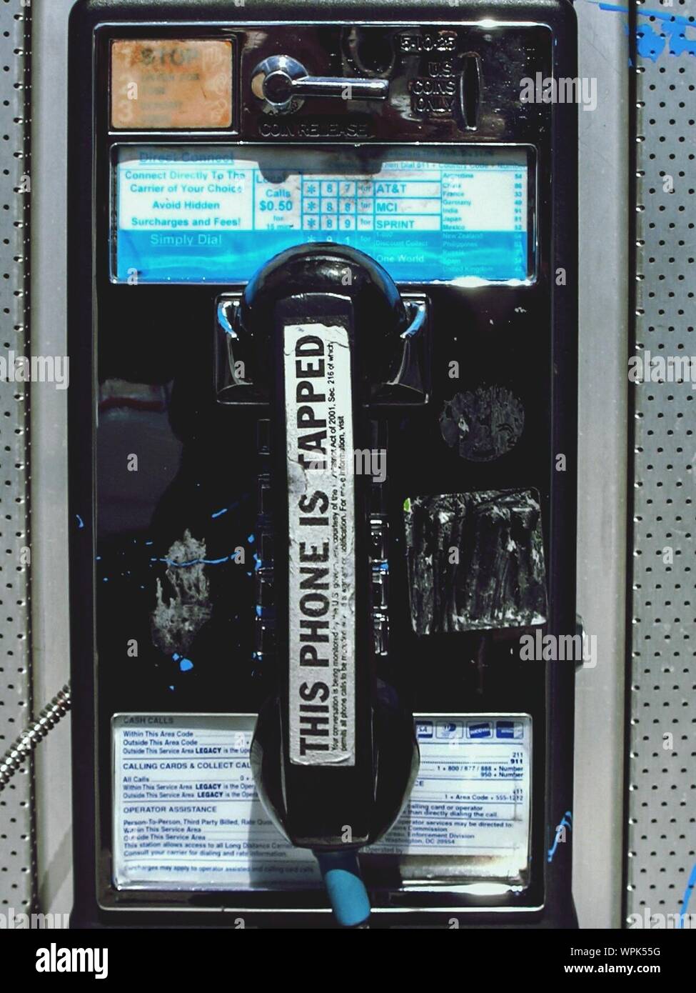 Text Tapped On Pay Phone Stock Photo - Alamy