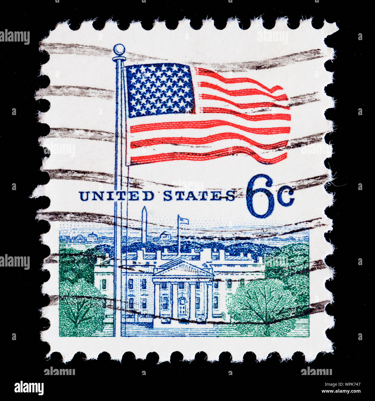 United States Postage Stamp - Flag and White House Stock Photo - Alamy