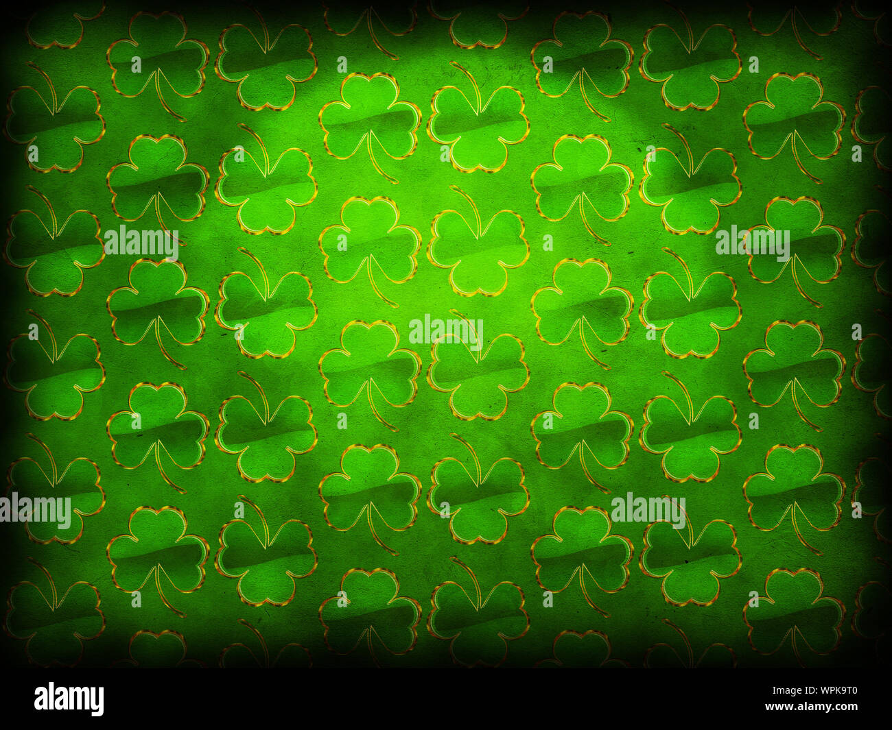 Illustration of grunge green background with shamrock or clover Stock ...