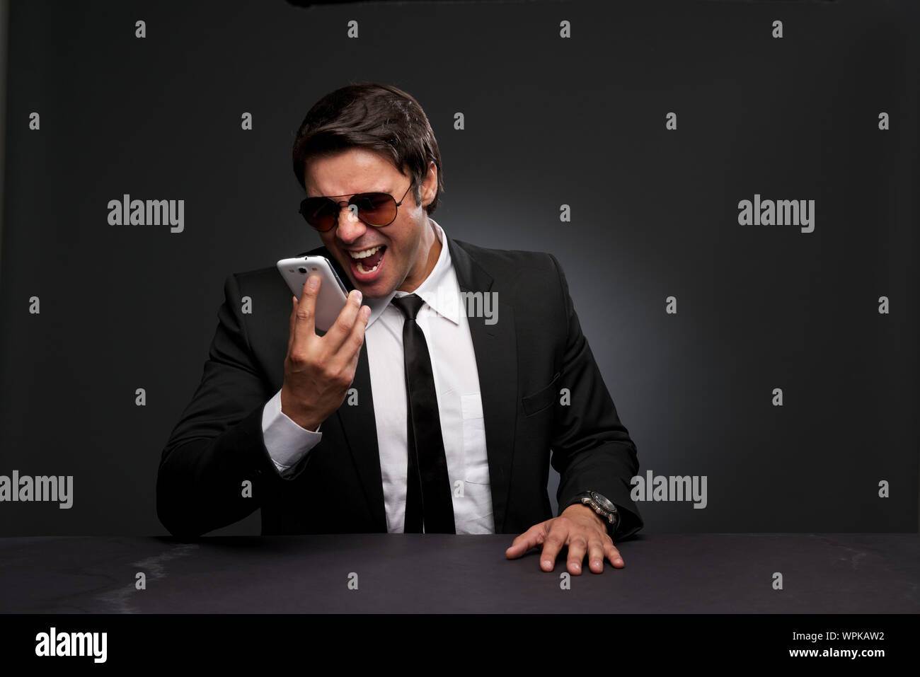 Shouting mouth open holding aggression hi-res stock photography and ...